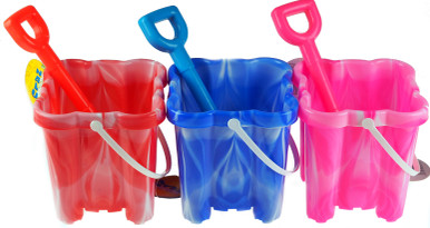 Chunky Marble Sand Castle Bucket And Spade - Pink Blue Red - Set of 3 ...