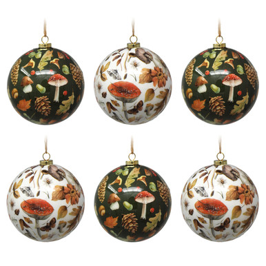 Woodland Christmas Baubles Forest Inspired Tree Ornaments - Set of 6 ...