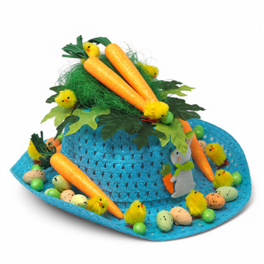 Boys Ready Made Decorated Easter Cowboy Hat Bonnet - Chicks & Carrots B ...