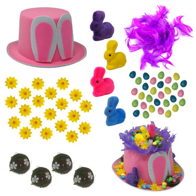 Girls Make Your Own Easter Cowboy Bonnet Hat Complete Kit - Pink Top ...