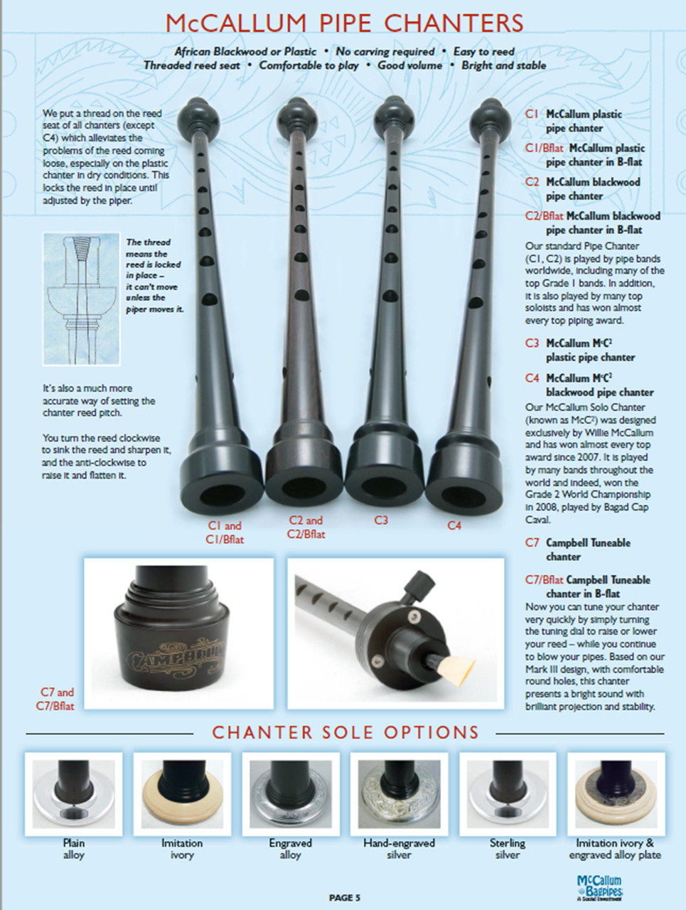 Bruce Gandy Pipe Chanters by McCallum