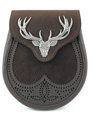 Stag Brown Saddle Leather Semi-Formal Sporran