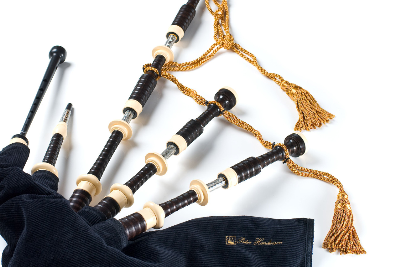 Peter Henderson Blackwood Bagpipes with Imitation Ivory Mounts and ...
