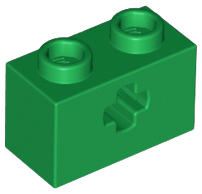 Technic, Brick 1x2 with Axle Hole (Green)