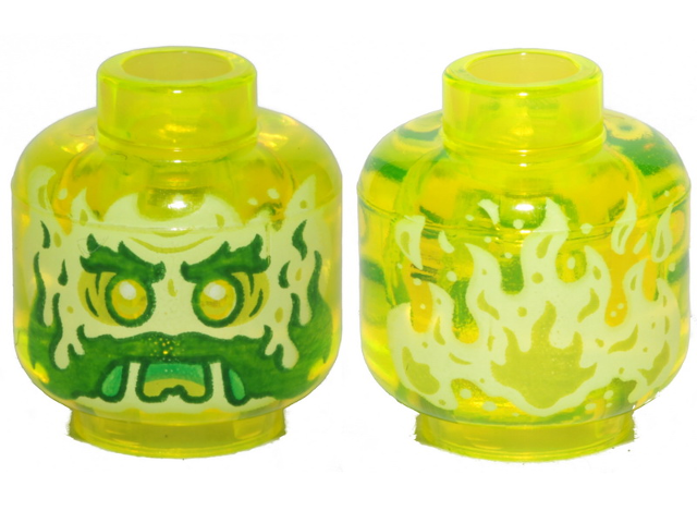 Minifigure, Head Alien Ghost with Yellowish Green Face, Beard ...