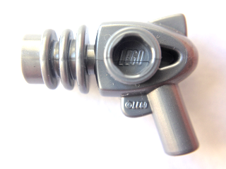 Minifigure, Weapon Space Ray Gun - Rounded Heat Diffusers (Flat Silver)