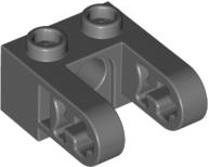 Technic, Brick 1x2 with Hole and Dual Liftarm Extensions (Dark Bluish Gray)
