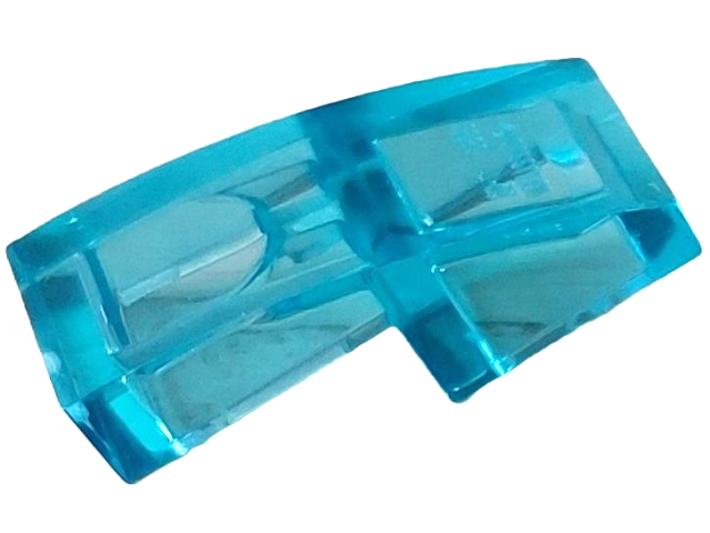 Slope, Curved 2x1 No Studs (Trans-Light Blue)