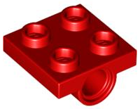 Plate, Modified 2x2 with Pin Hole (Red)