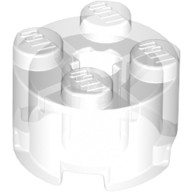 Brick, Round 2x2 with Axle Hole (Trans Clear)