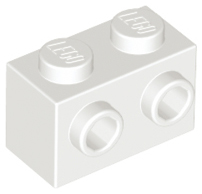 Brick, Modified 1x2 with Studs on 1 Side (White)