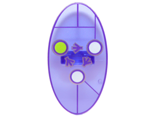 Minifigure, Shield Oval with Dimensions Keystone Symbol (Trans-Purple)