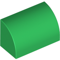 Slope, Curved 1x2 with Bottom Stud Holder (Green)