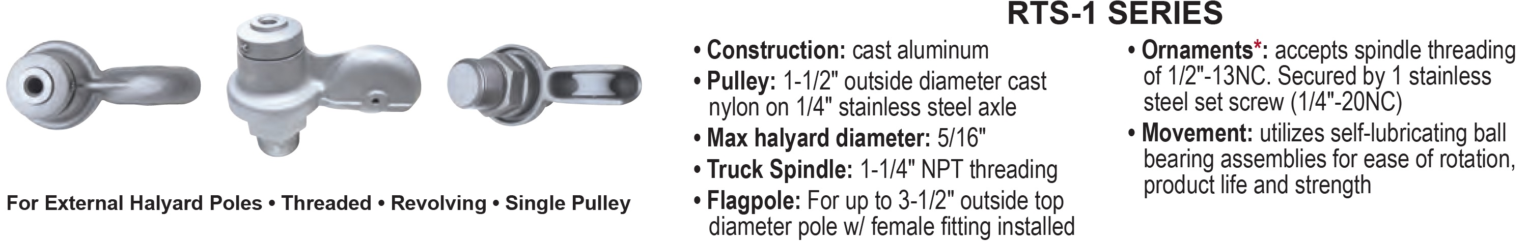 Flagpoles and Hardware - Flagpole Trucks and Accessories - RTS-1 Series ...