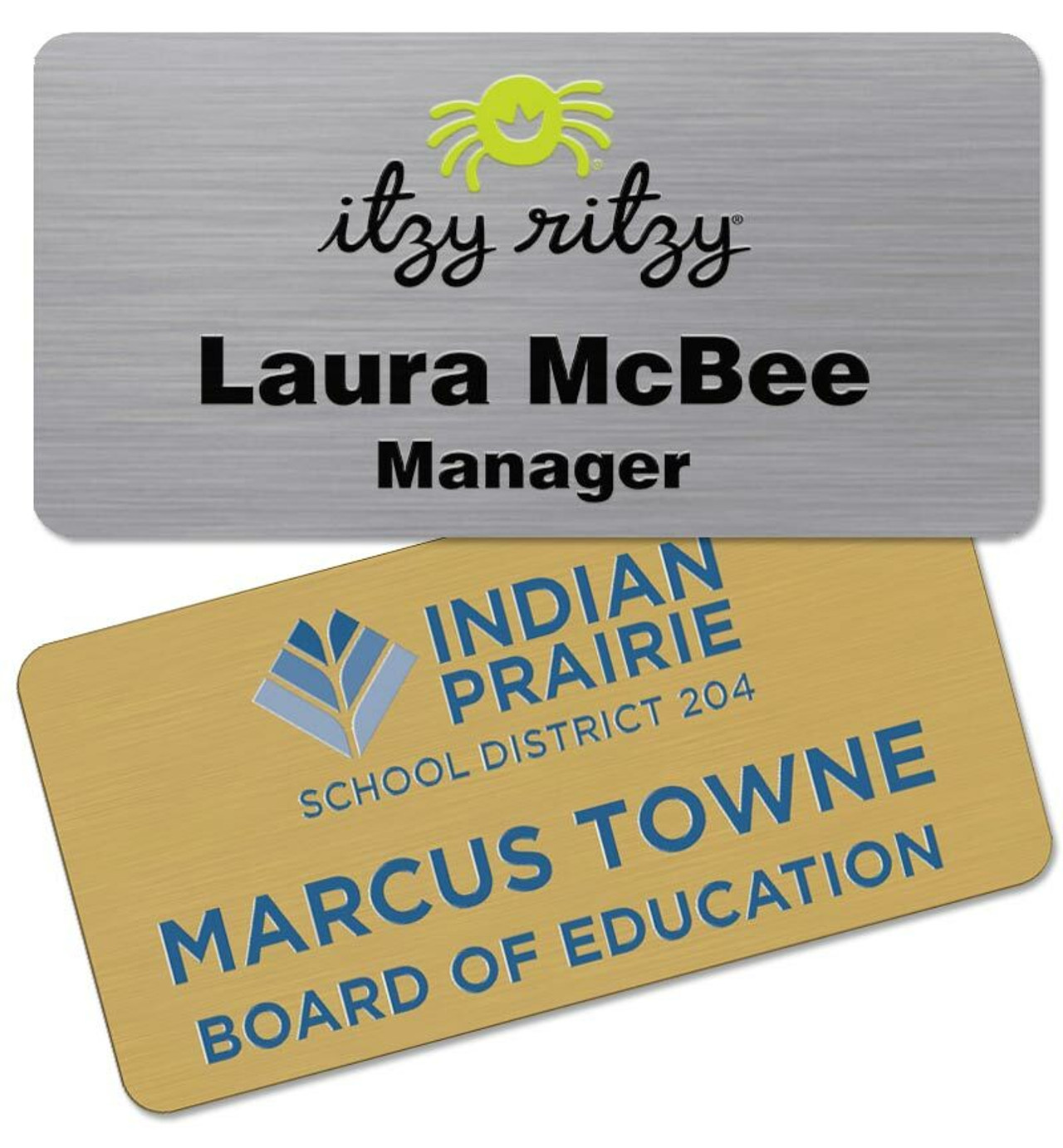 1 X 3 Metallic Style Full Color Name Badges Classic Metal Style Name