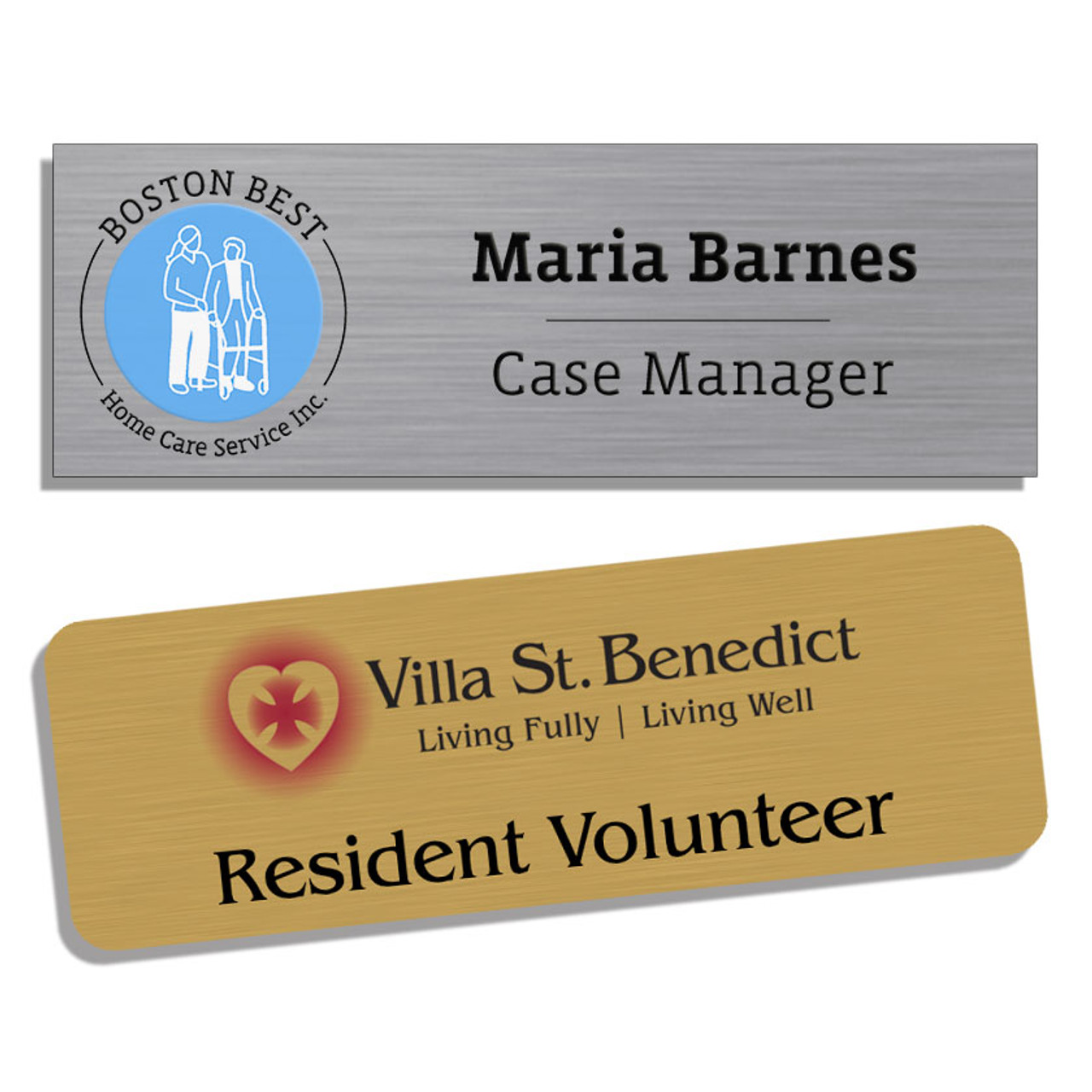1 X 3 Metallic Style Full Color Name Badges Classic Metal Style Name