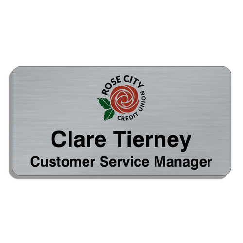 15 X 3 Metallic Style Full Color Name Badges Classic Metal Style