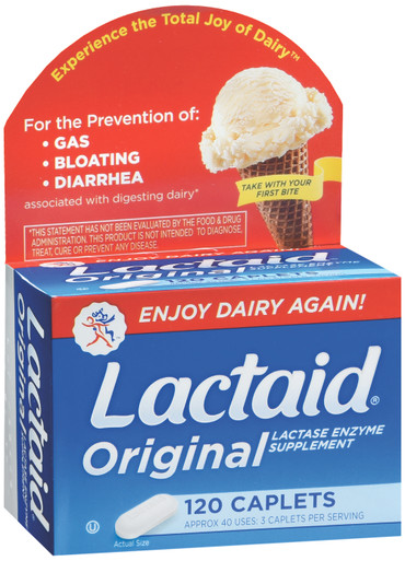 Dietary Supplement Lactaid Original Lactase Enzyme 3300 IU Strength ...