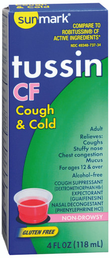 Cold and Cough Relief sunmark 10 mg - 100 mg - 5 mg / 5 mL Strength ...