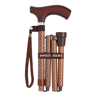 Folding Cane Switch Sticks® Aluminum 32 to 37 Inch Height Cognac 1/EA