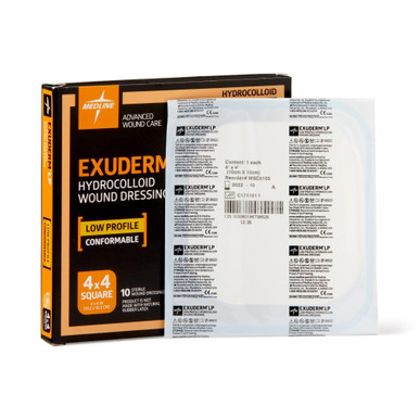 Hydrocolloid Dressing Exuderm LP 4 X 4 Inch Square 10/BX