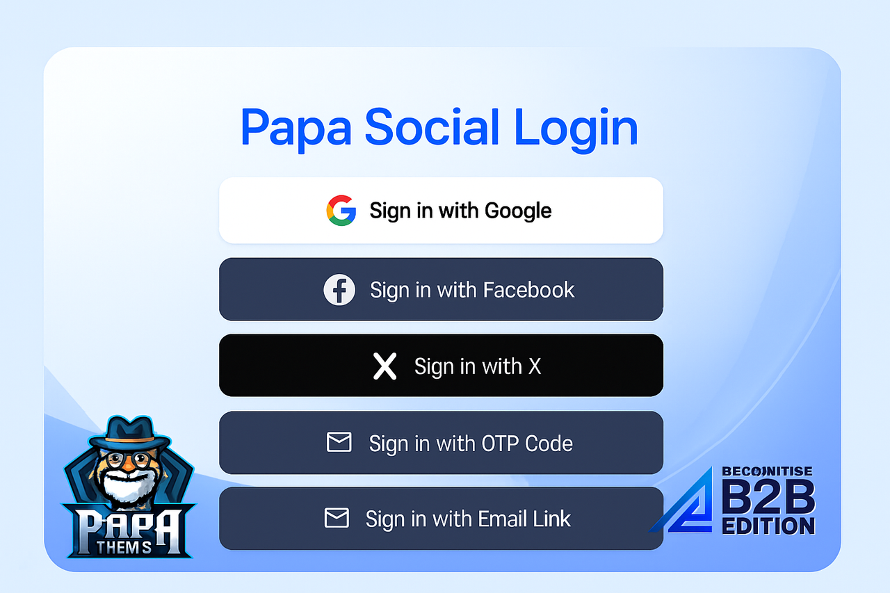 Social Login & OTP Login App for BigCommerce - PapaThemes