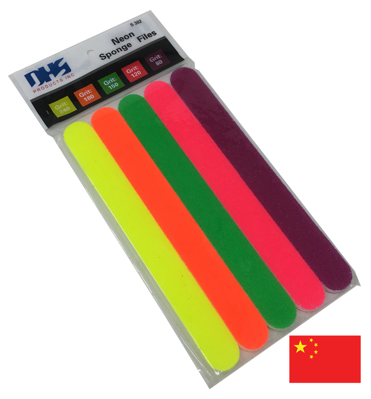 Neon 7" Sponge File Variety Pack: 80-120-150-180-240 - Nailfiles.com