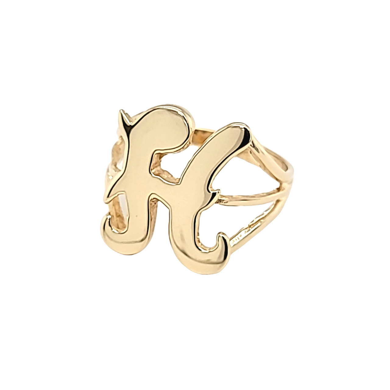 14K Yellow Gold Initial "H" Ring | Shin Brothers Jewelers Inc.
