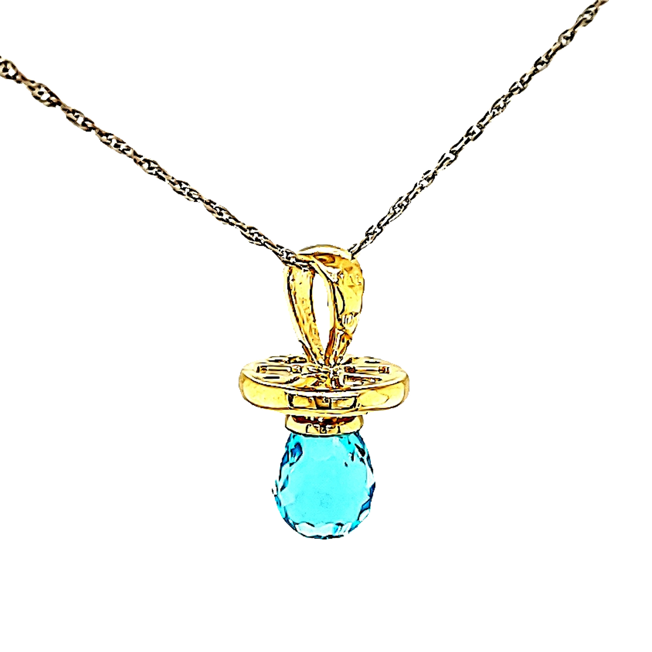 10K Yellow Gold Synthetic March Birthstone Pacifier Charm 59000178 ...