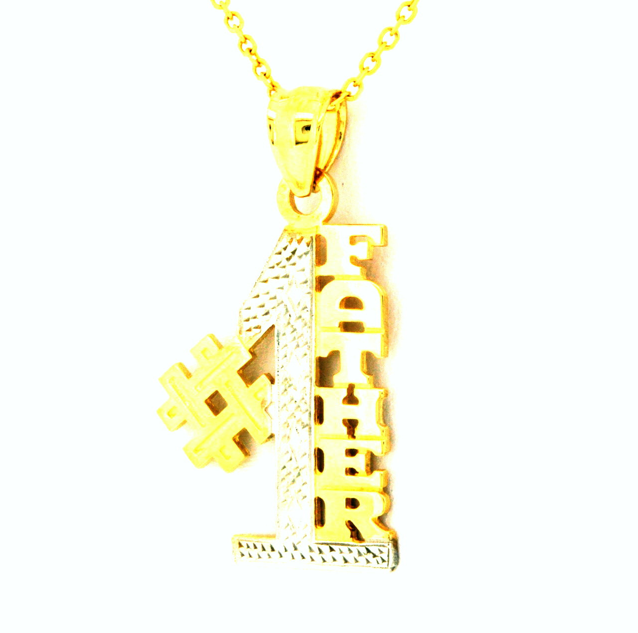 14K Yellow Gold Father's Day #1 Father Charm Best Price From Shin ...