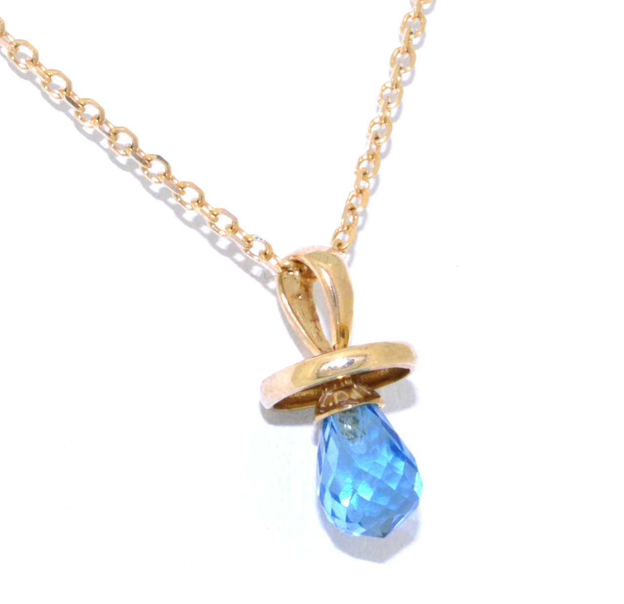 10K Yellow Gold Synthetic December Birthstone Pacifier Charm | Shin ...