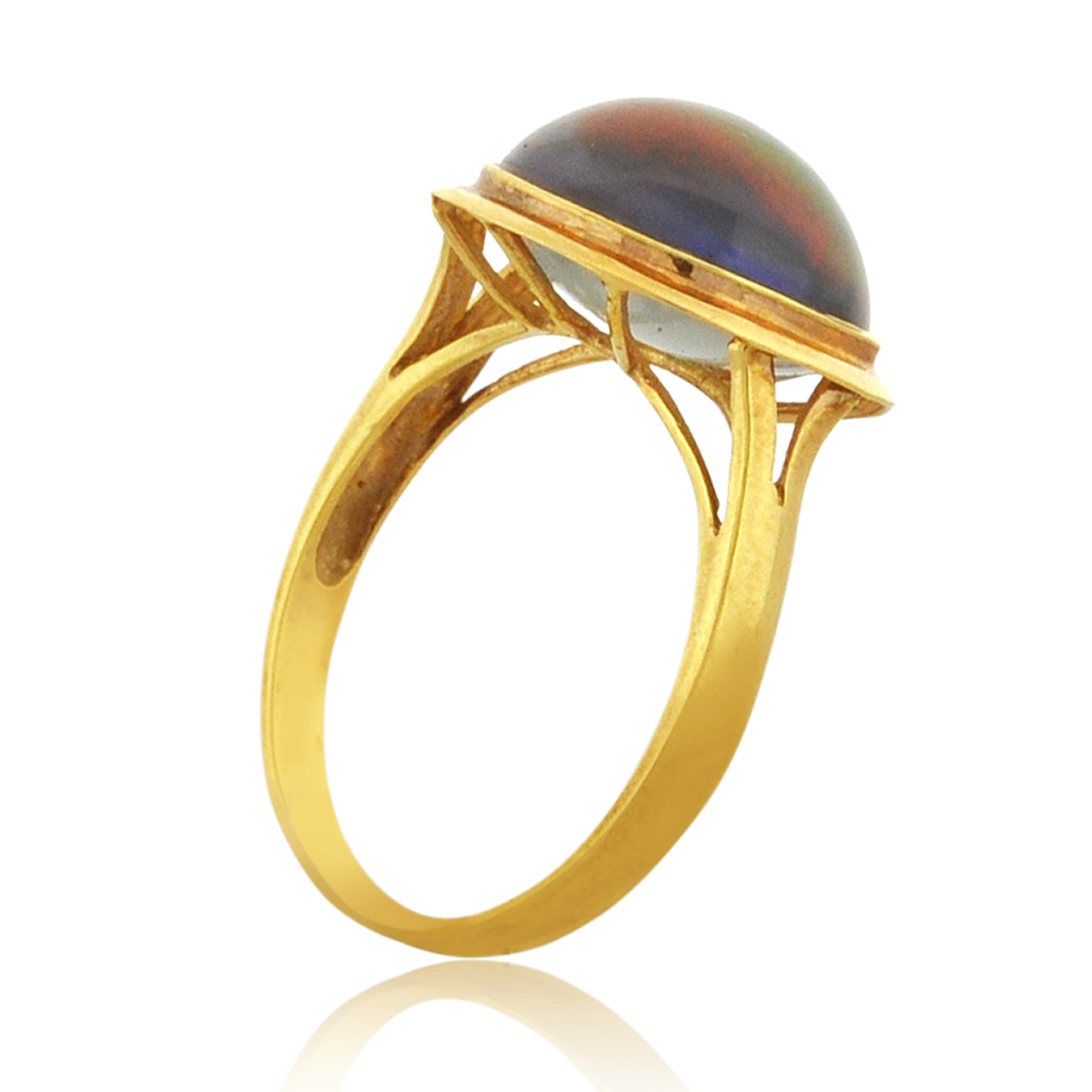 14K Yellow Gold Black Mabe Pearl Ring | Shin Brothers Jewelers Inc.