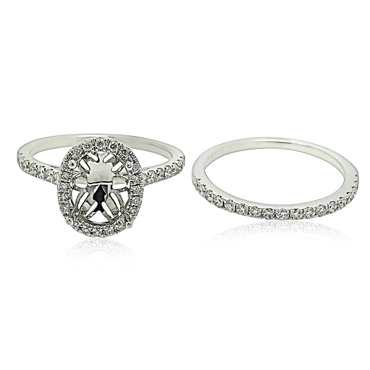 18K White Gold Diamond Oval Setting Bridal Set | Shin Brothers Jewelers ...