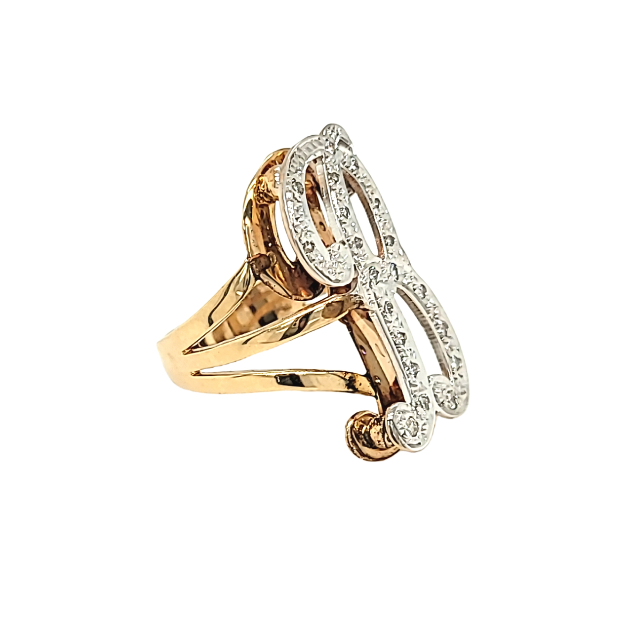 14K Yellow Gold Diamond "B" Initial Ring | Shin Brothers Jewelers Inc.