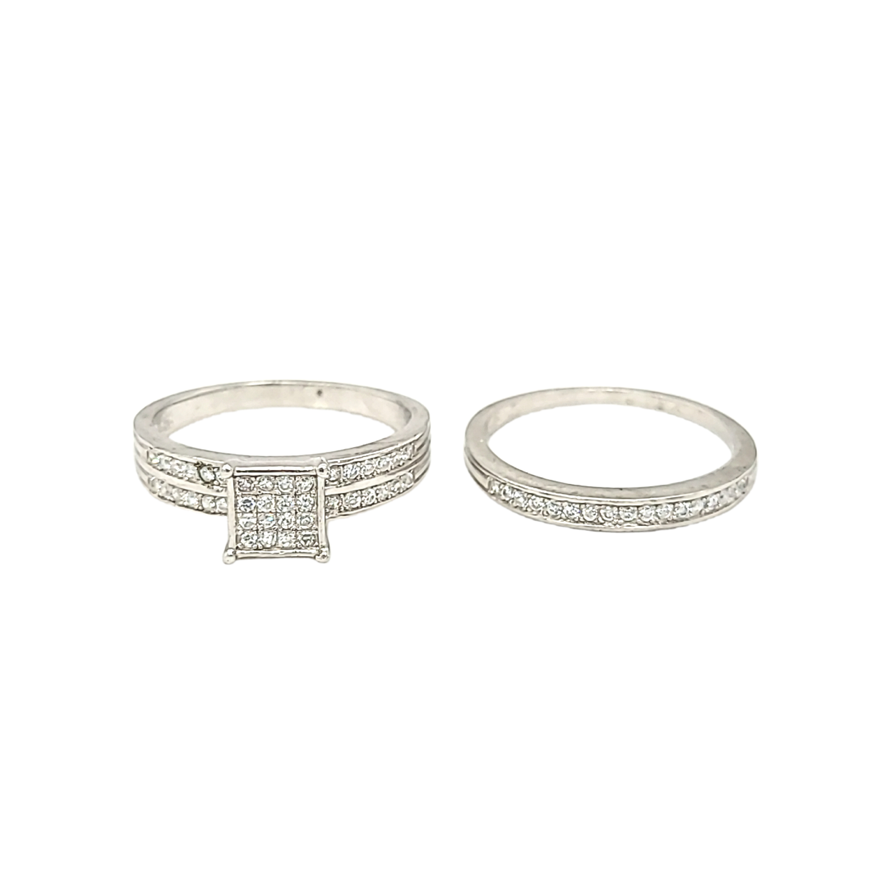 Sterling Silver CZ Invisible-Set Bridal Set | Shin Brothers Jewelers Inc.