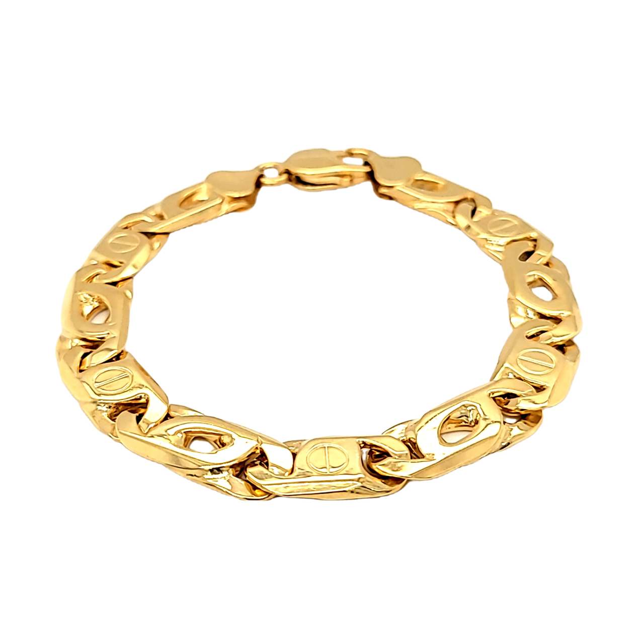 14K Yellow Gold Tiger Eye Link Bracelet 20002146 | Shin Brothers*.