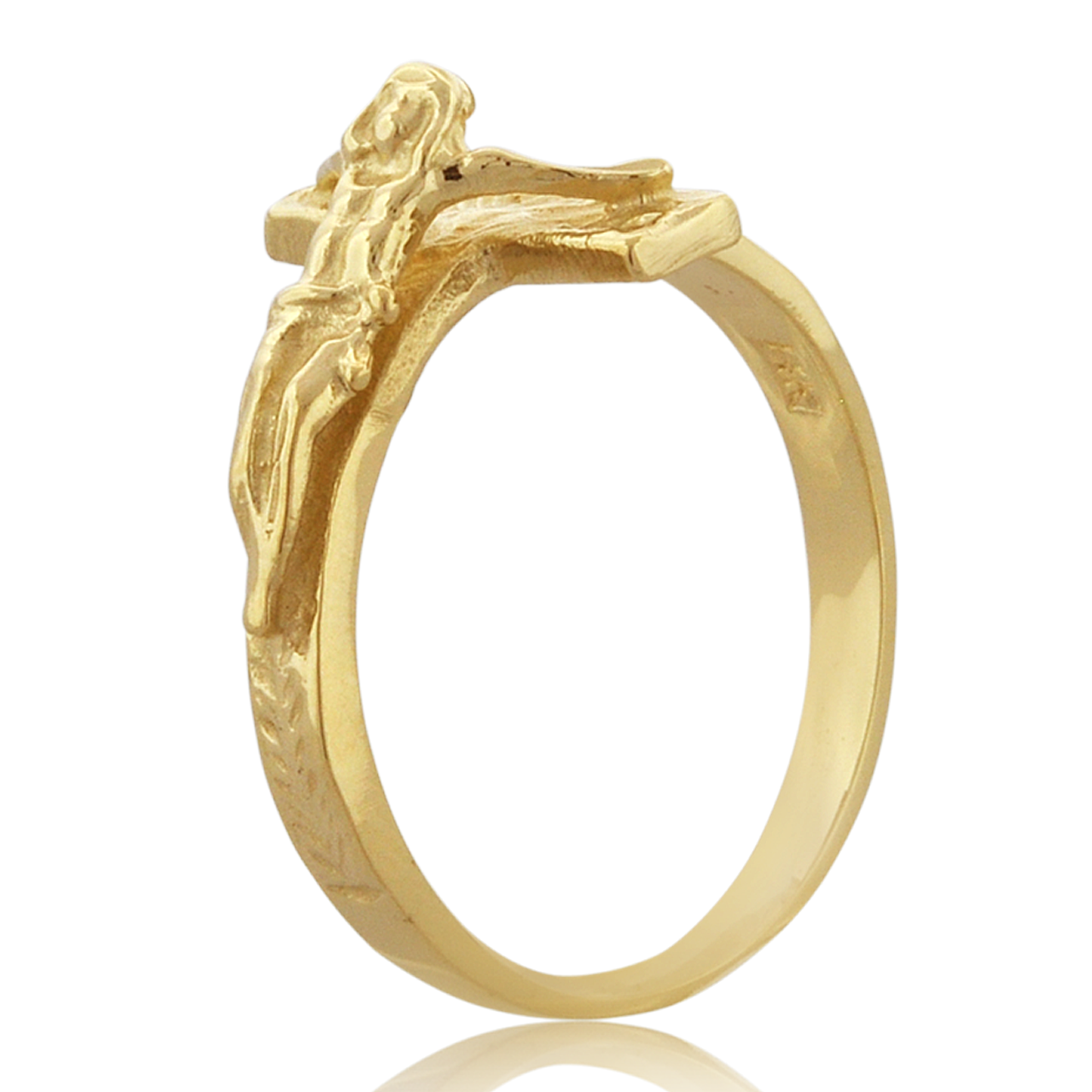 14K Yellow Gold Crucifix Ring 10017833 | Shin Brothers*