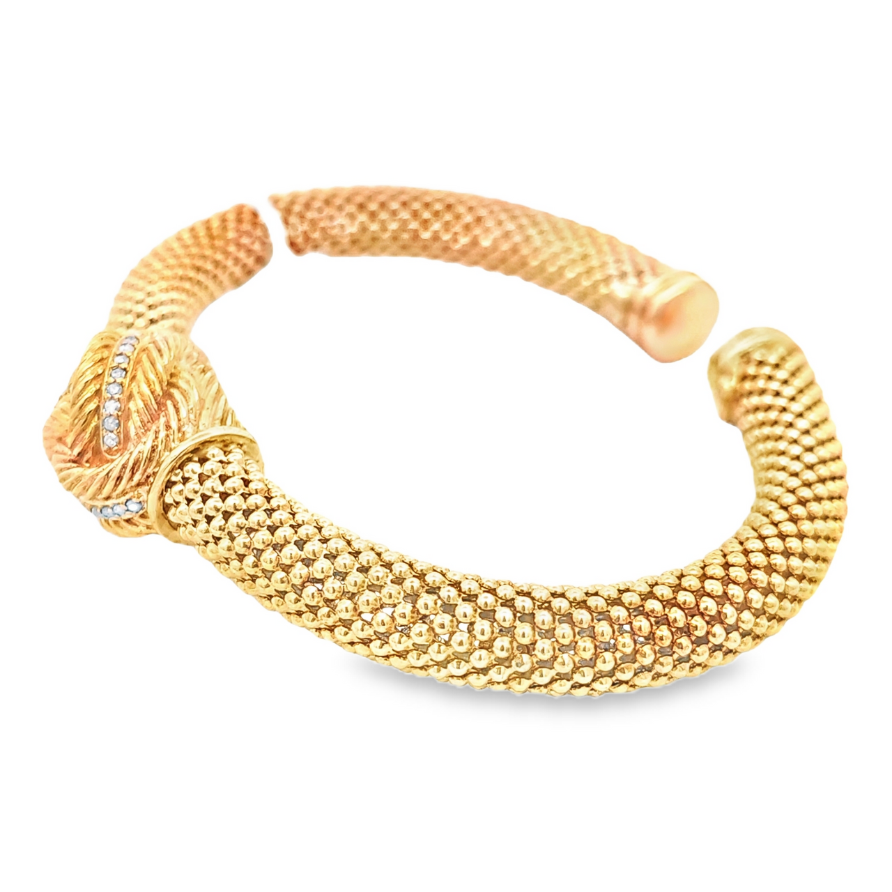 Sterling Silver Gold Plated CZ Mesh Bangle 82011042 | Shin Brothers**