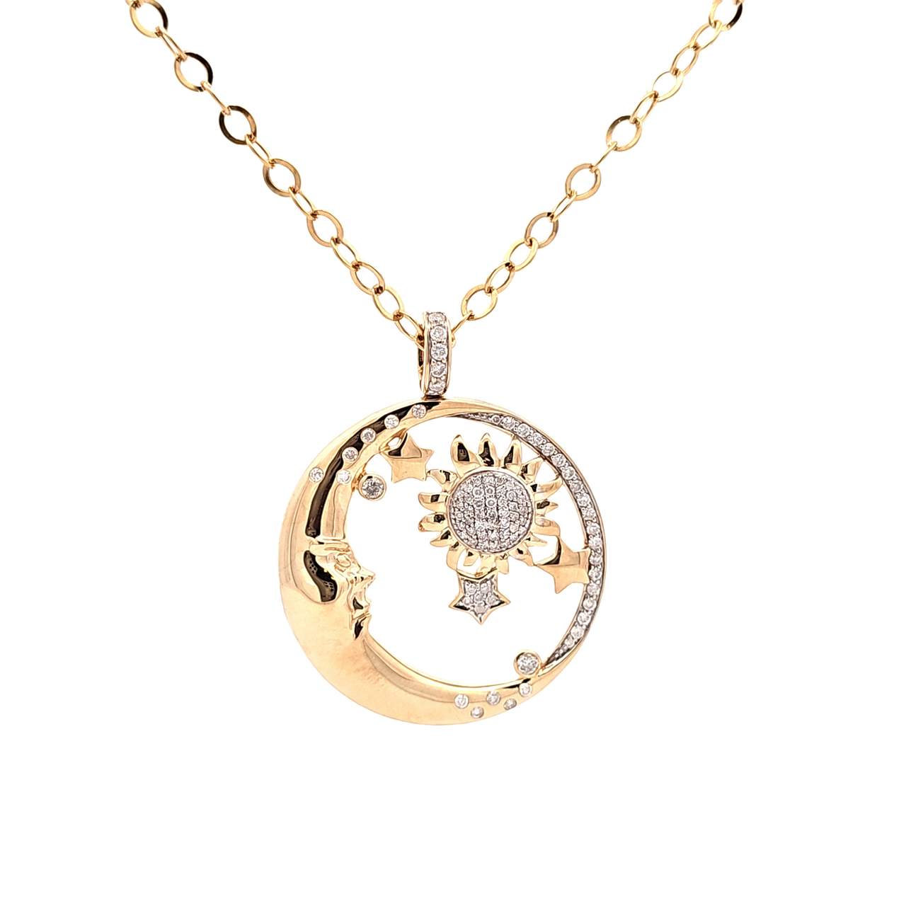 14K Yellow Gold Diamond Moon and Stars Charm 51002264 | Shin Brothers**