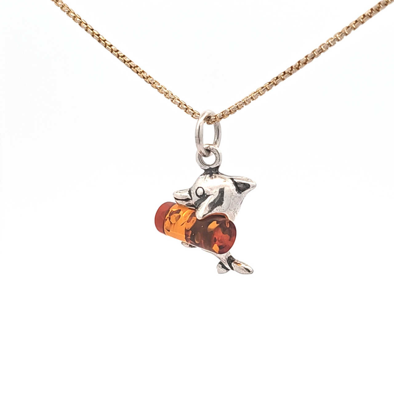Sterling Silver Amber Dolphin Charm 85010916 | Shin Brothers**