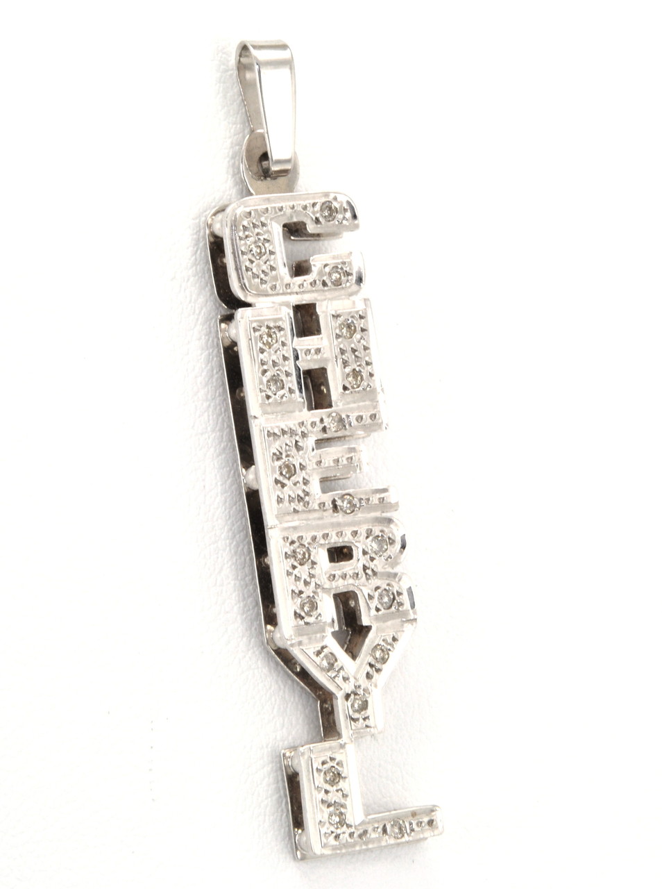 14K White Gold 0.20ctw Diamond "Cheryl"Name Plate with 16" White Gold ...