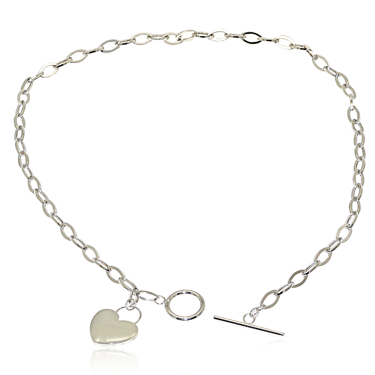 14K White Gold Heart Chain Link Necklace | Shin Brothers Jewelers Inc.