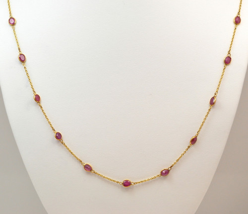 18K Yellow Gold Ruby Cable Necklace 32000343 - Shin Brothers Jewelers Inc.