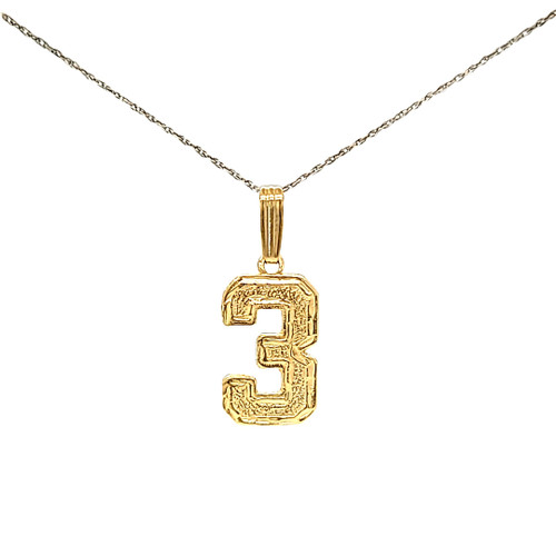 14K Yellow Gold Number 3 Charm | Shin Brothers Jewelers Inc.