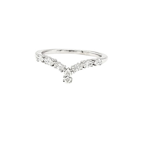 14K White Gold Marquise Diamond V Shape Chevron Band 11006988 | Shin ...