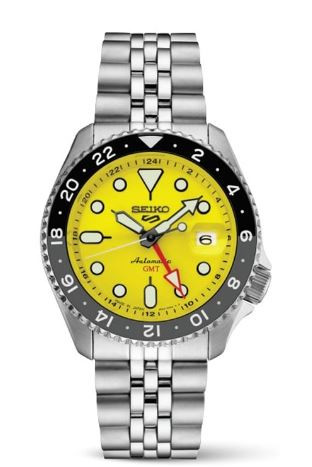 Seiko 5 Sports Stainless Steel SSK017 Automatic GMT Yellow Dial Watch ...