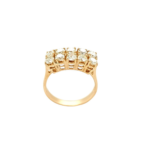 14K Yellow Gold Double Row Diamond Ring | Shin Brothers Jewelers Inc.