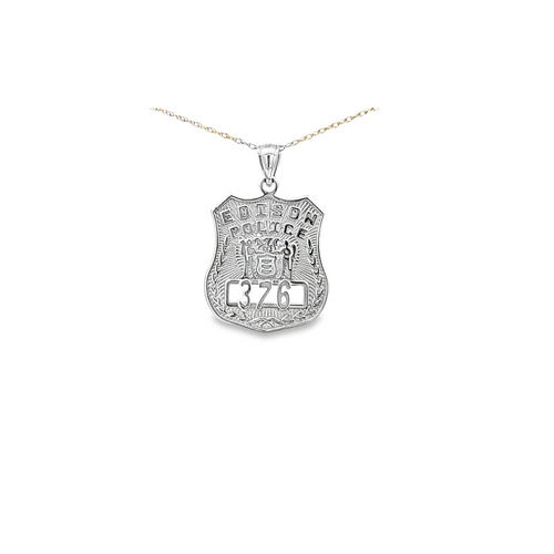 14K White Gold Edison Police Badge Charm 50000489 | Shin Brothers*
