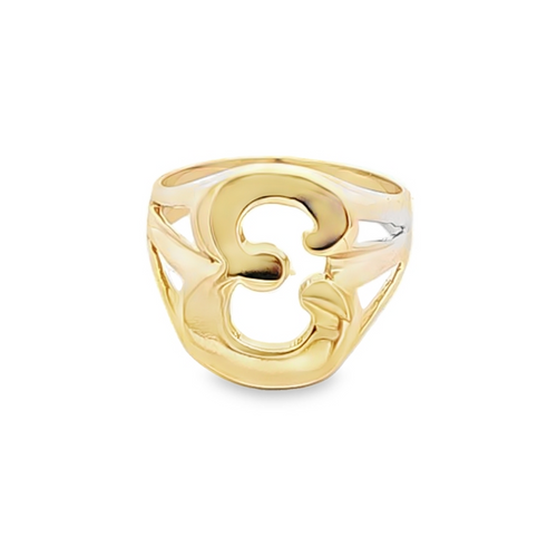 14K Yellow Gold Script E Initial Ring 10017892| Shin Brothers**