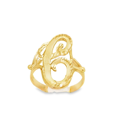 14K Yellow Gold Initial "C" Ring 10016357 By Shin Brothers*